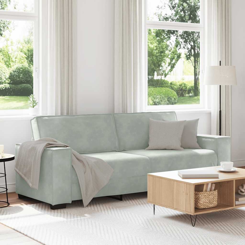Canapea Gossi 3 locuri, gri deschis, catifea, 180x78x84cm - eMAG.ro