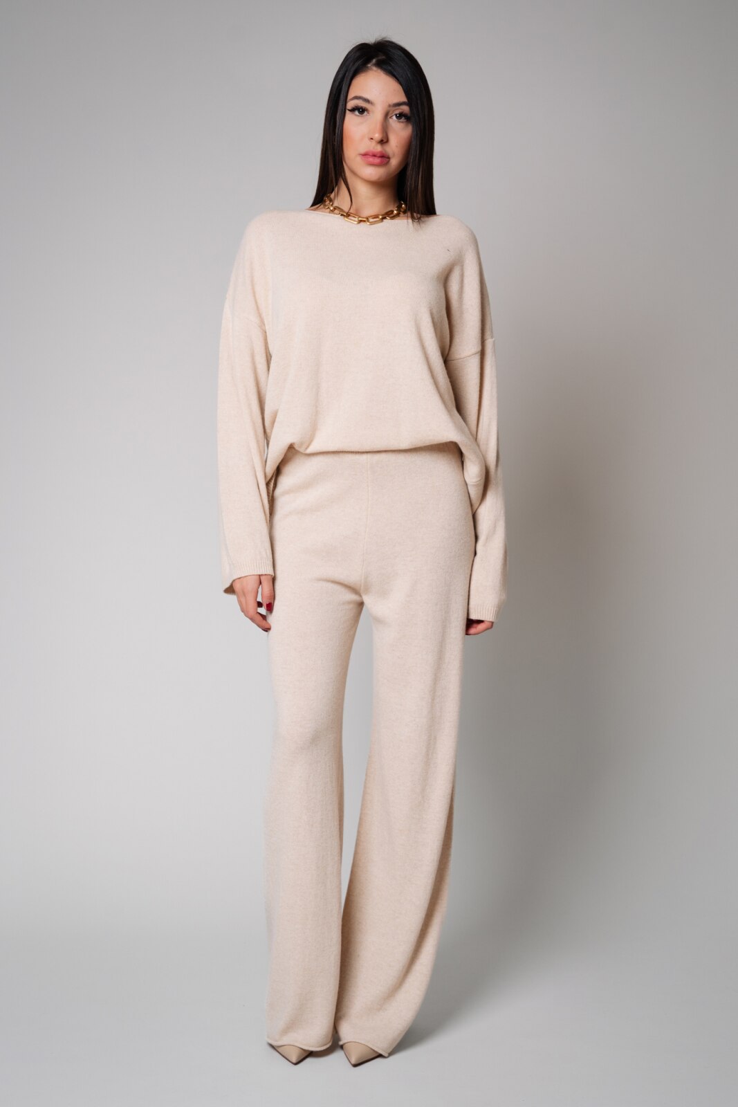 Set Lorelle mix lana si casmir Beige I Beige M-L INTL - eMAG.ro