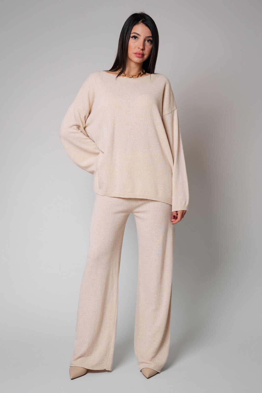 Set Lorelle mix lana si casmir Beige I Beige M-L INTL - eMAG.ro