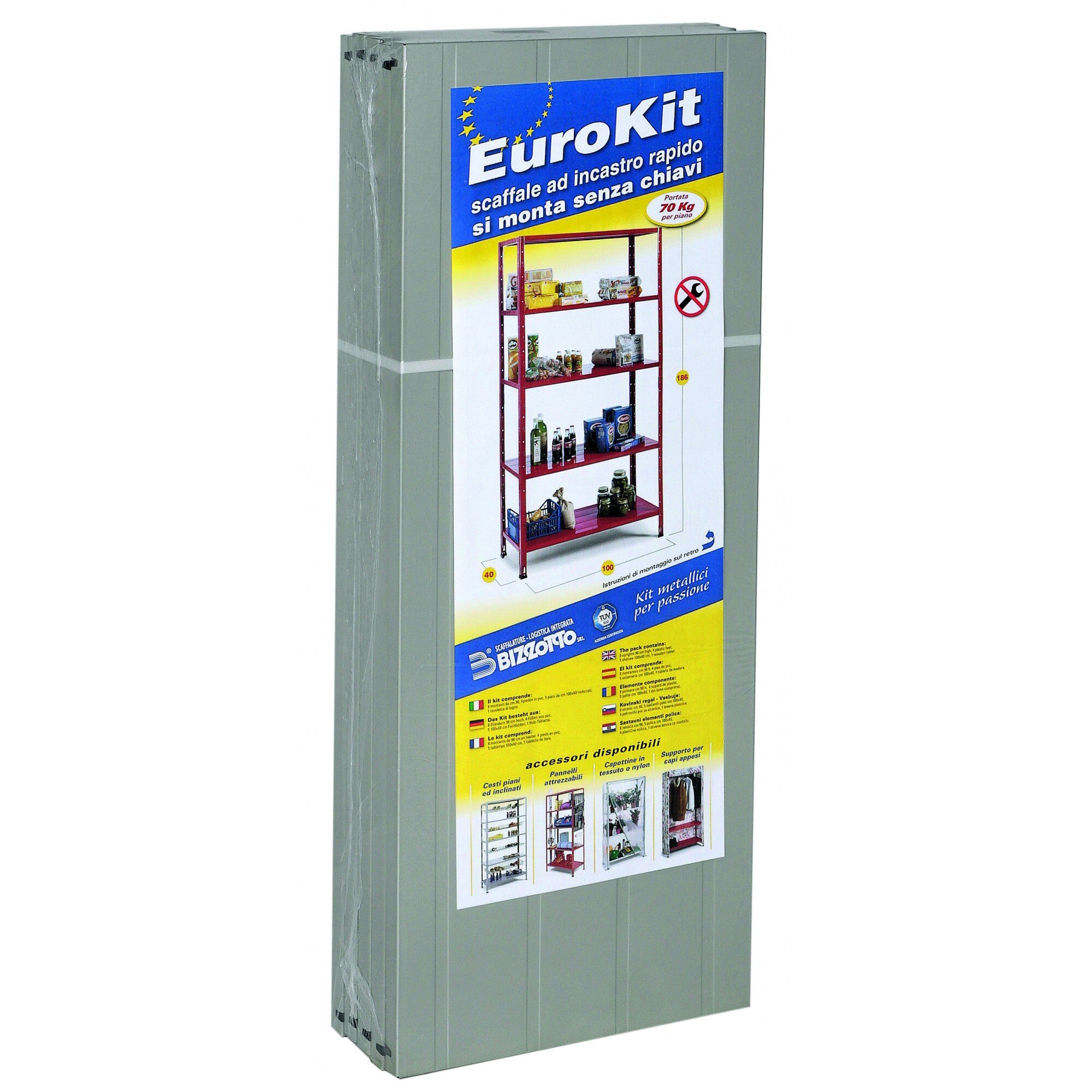 Raft metalic GRI, 70 kg/polita, 186 x 100 x 40 cm, 5 polite, montaj ...