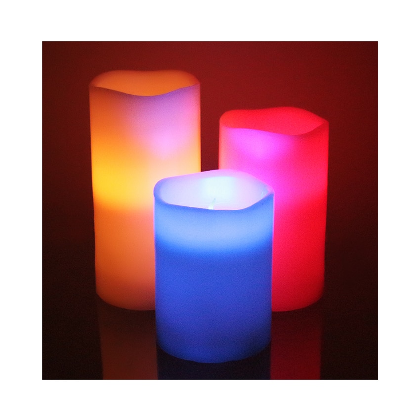 Set 3 lumanari din ceara cu LED 12 culori cu telecomanda si timer - eMAG.ro