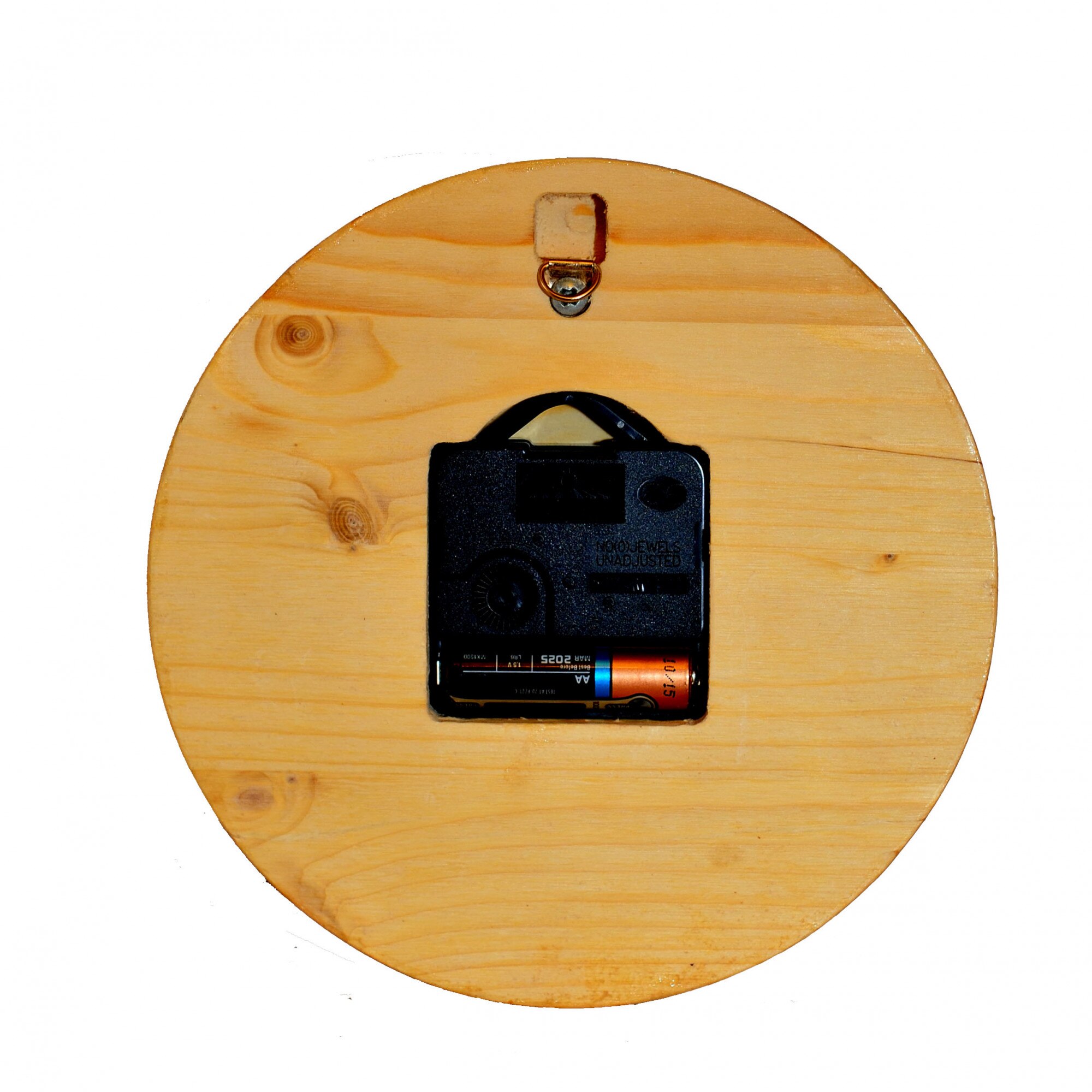 Ceas de perete, model "Roata", Lemn de brad sculptat, Diametrul de 17 ...