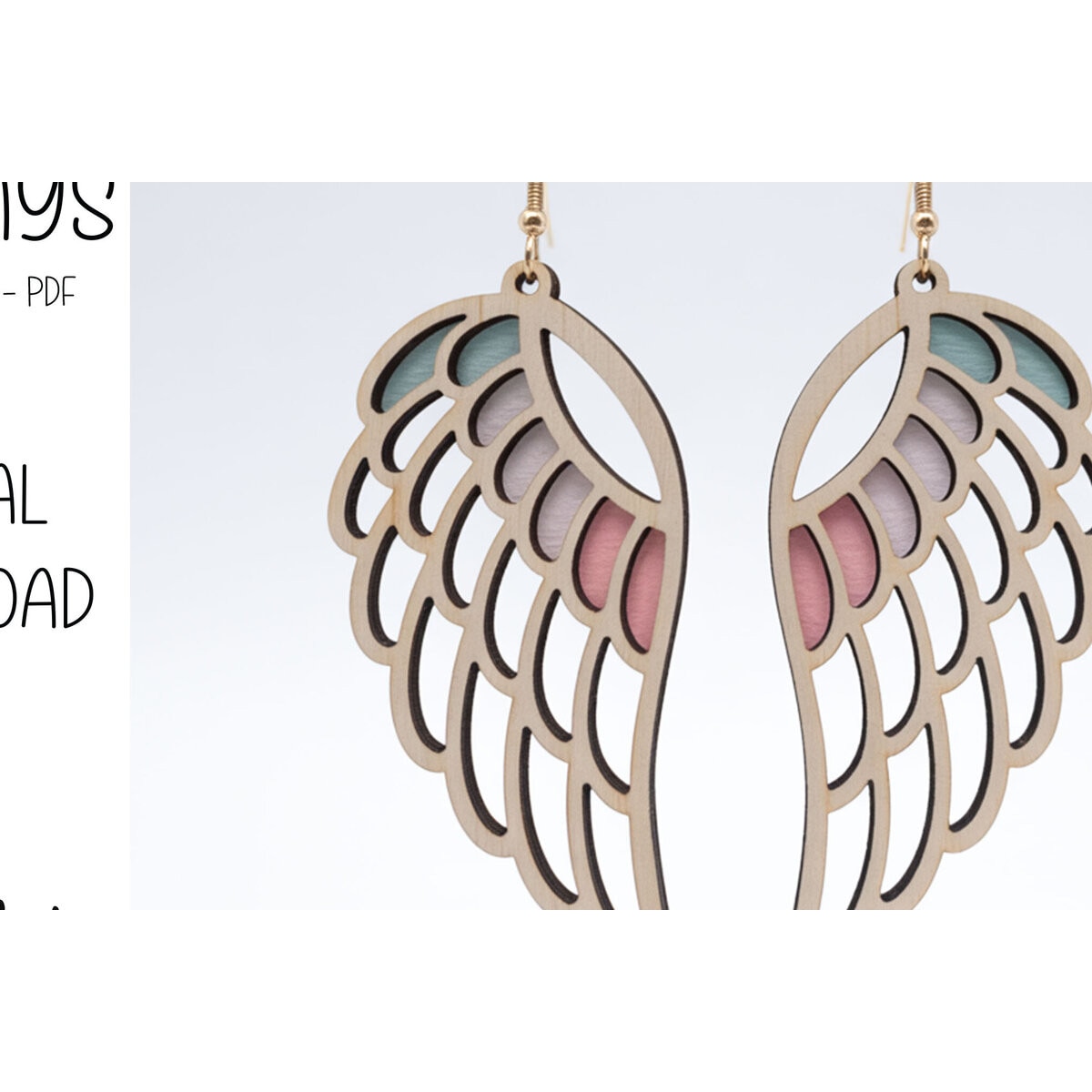Cercei Angel Wing, Intrahome, din plywood 3x3 cm, pentru decorare si ...