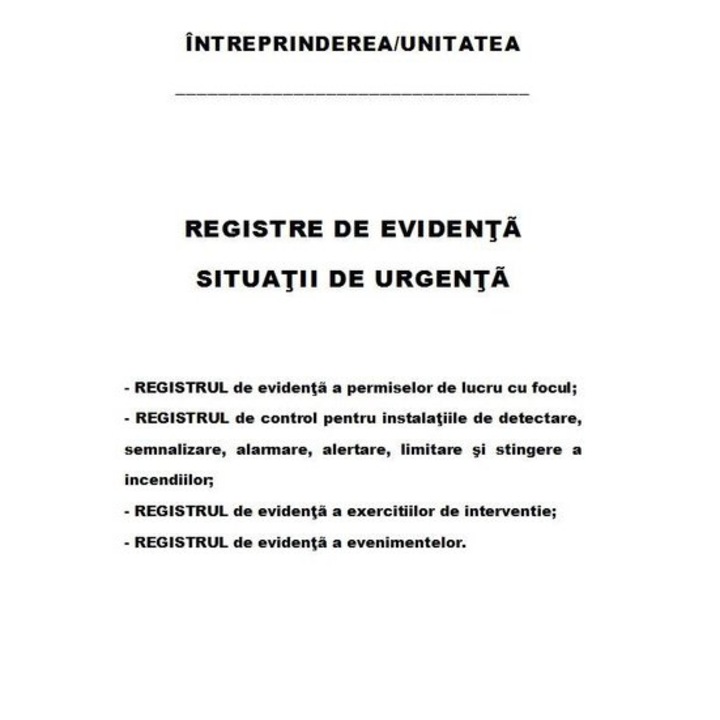 Registre de evidenta situatii de urgenta PSI Livrare electronica - eMAG.ro