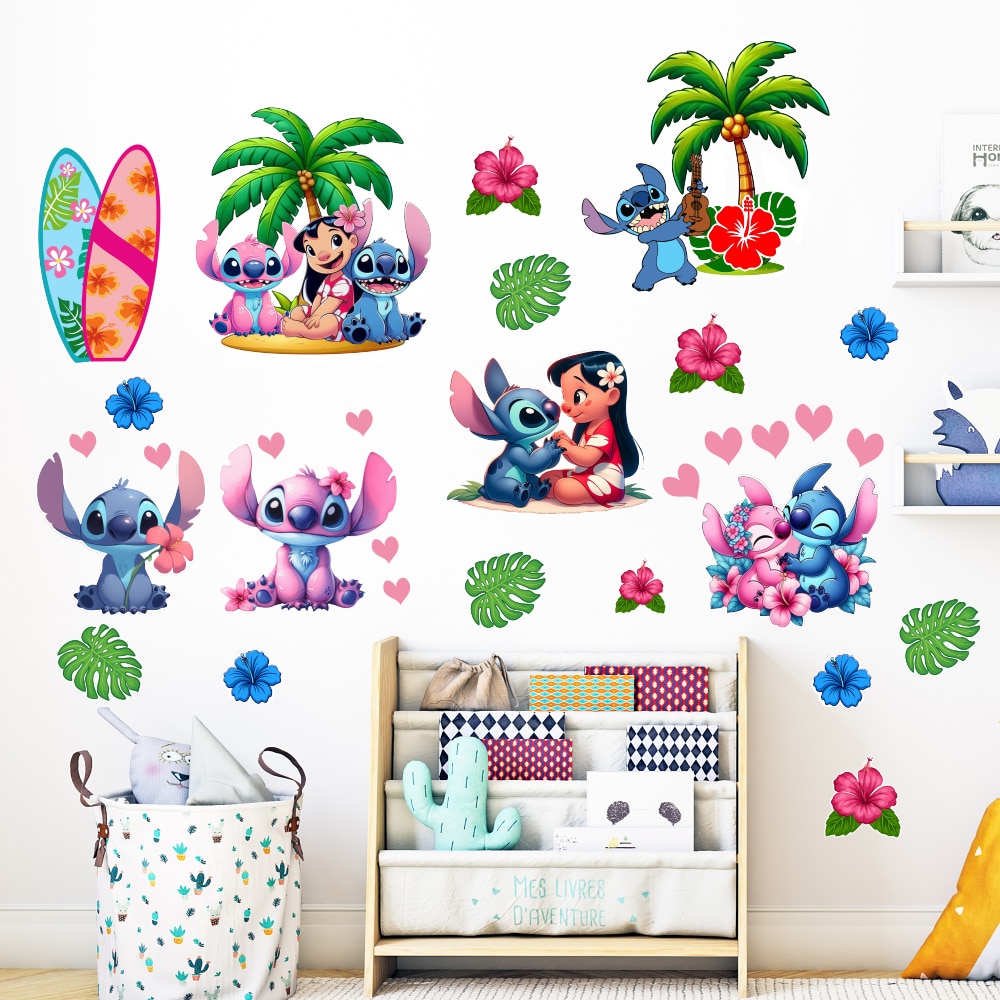Stickere Perete Stitch si Lilo, 35 piese, aprox. 1 m², Autocolant ...