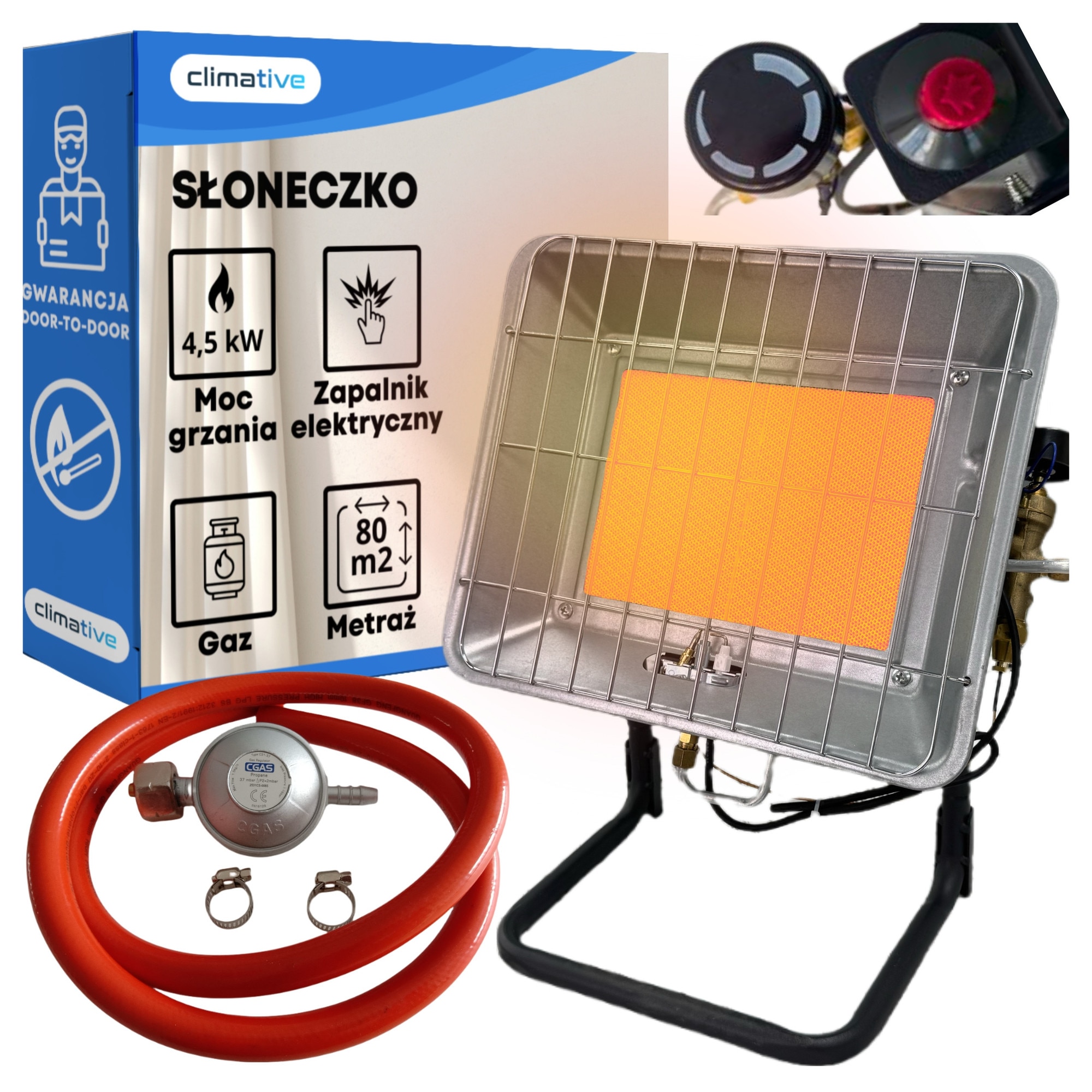 Incalzitor pe gaz IRG-45S 4, 5kW arzator ceramic, aprindere ...