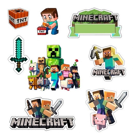 Set 8 toppere Minecraft pentru tort 5–10 cm - eMAG.ro