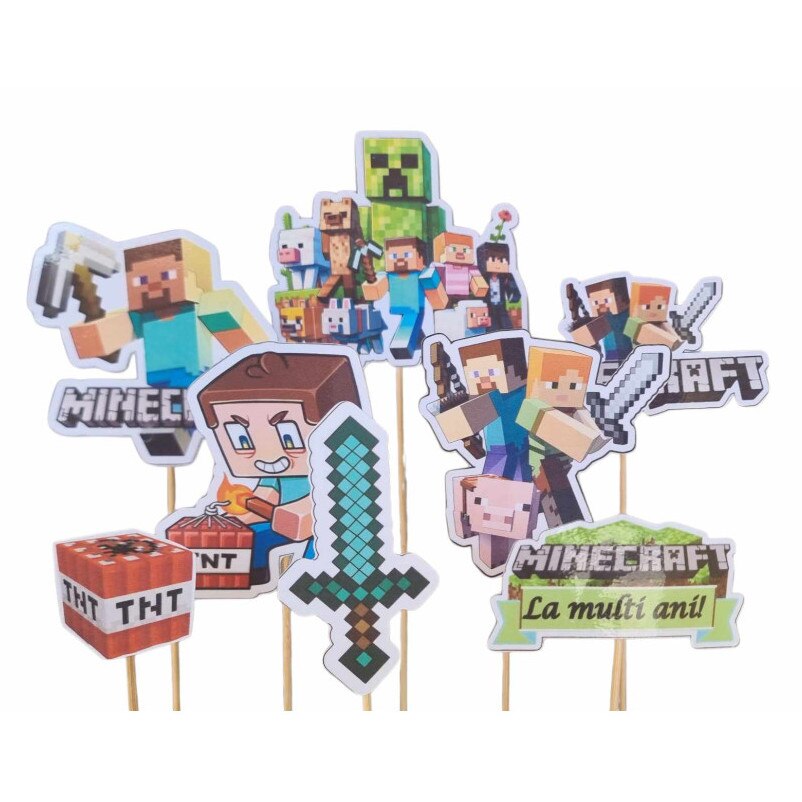 Set 8 toppere Minecraft pentru tort, KIK, multicolor, 5–10 cm - eMAG.ro
