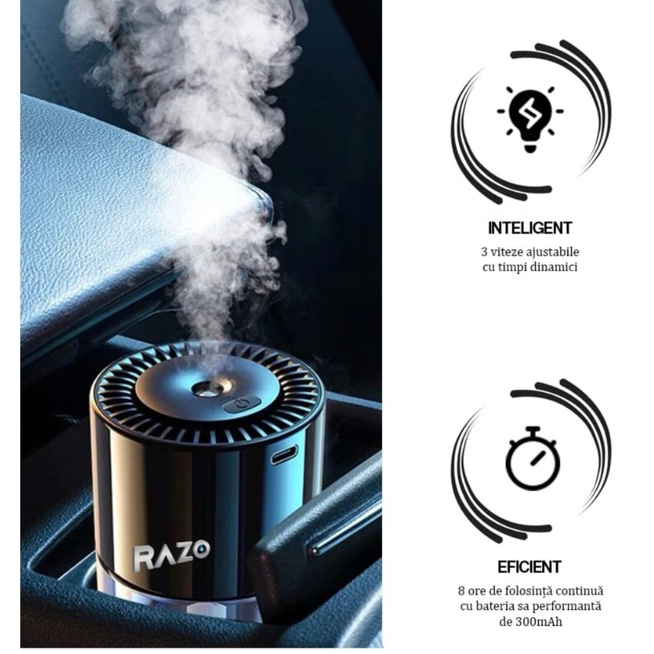 Difuzorul inteligent de parfum Auto Razo, Odorizant Auto, 160 ml, 4 ...