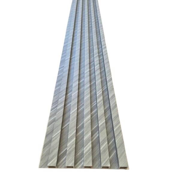 Riflaj WPC (Wood Plastic Composite), tip panou decorativ, Gri, 3D ...