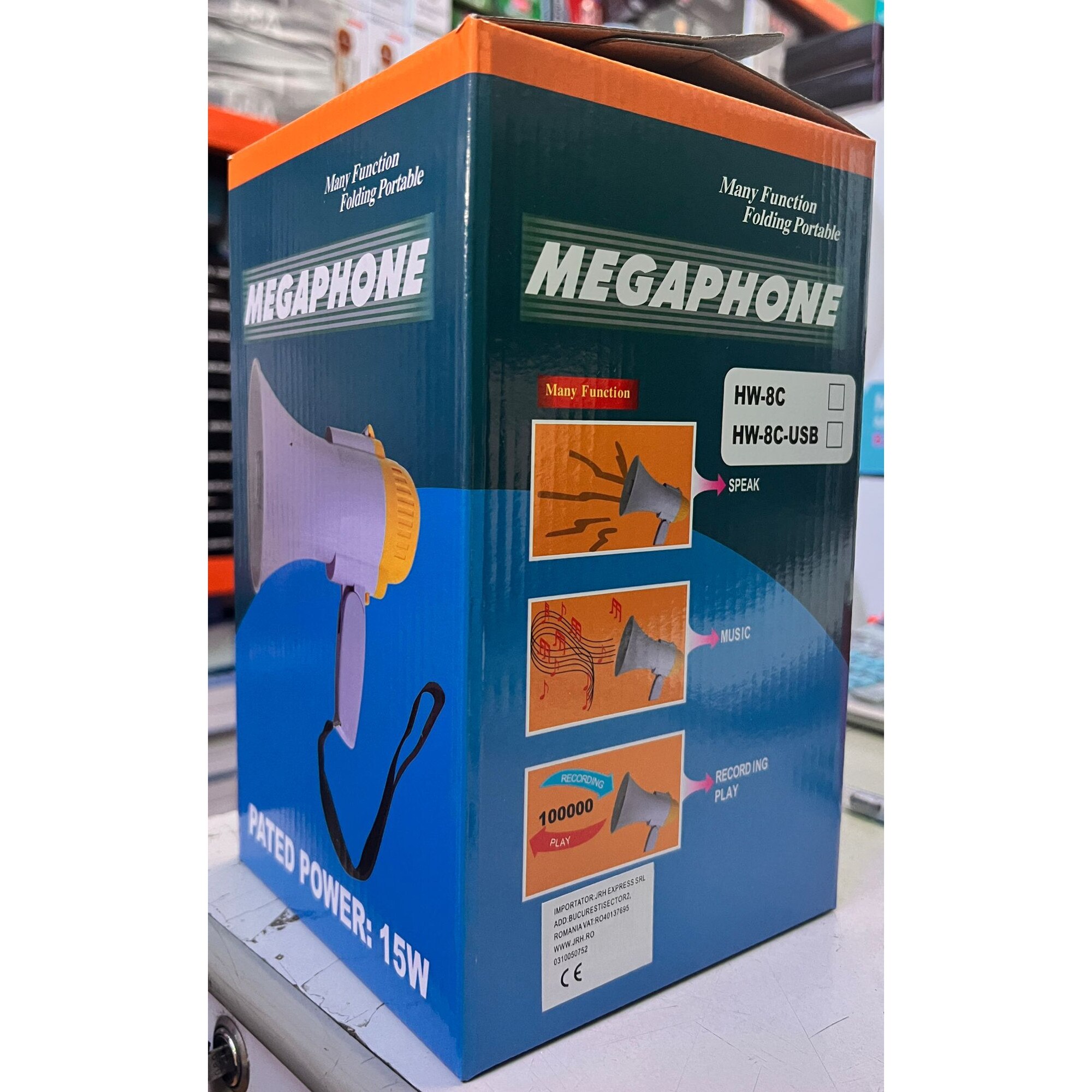 Portavoce, Megafon, cu acumulator, 15W, functie de inregistrare, JRH ...