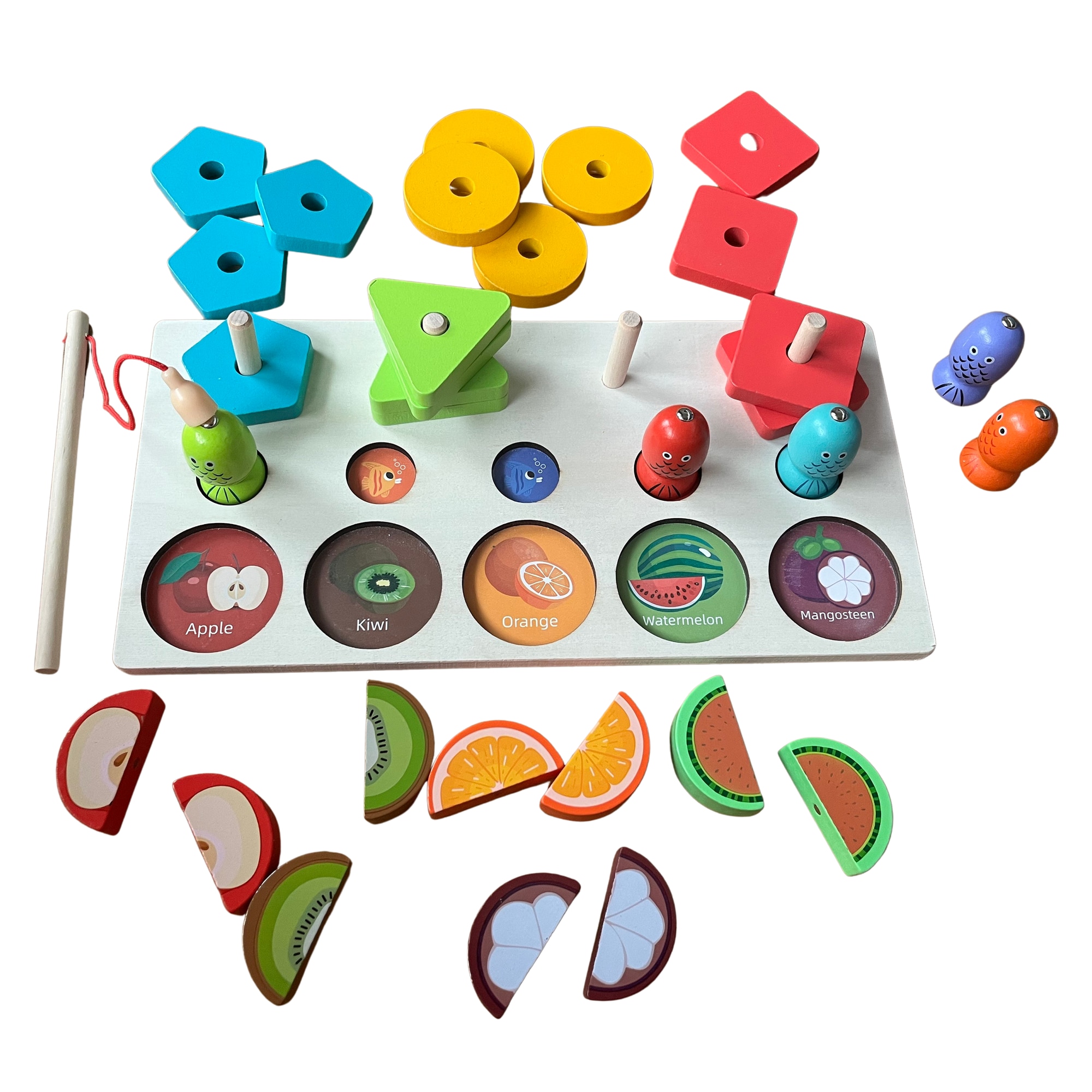 Joc educativ Montessori 3 in 1 din Lemn pentru copii, Sortator cu ...