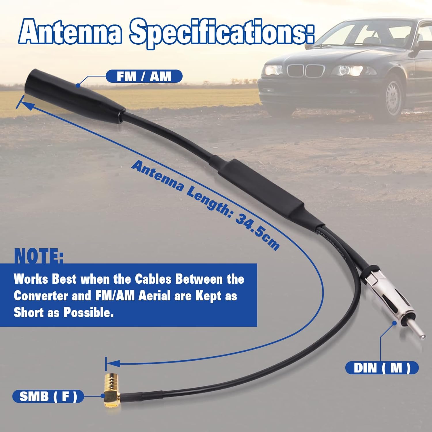 Antena radio DAB, 34.5cm, conector SMB, set 1x antena auto - eMAG.ro