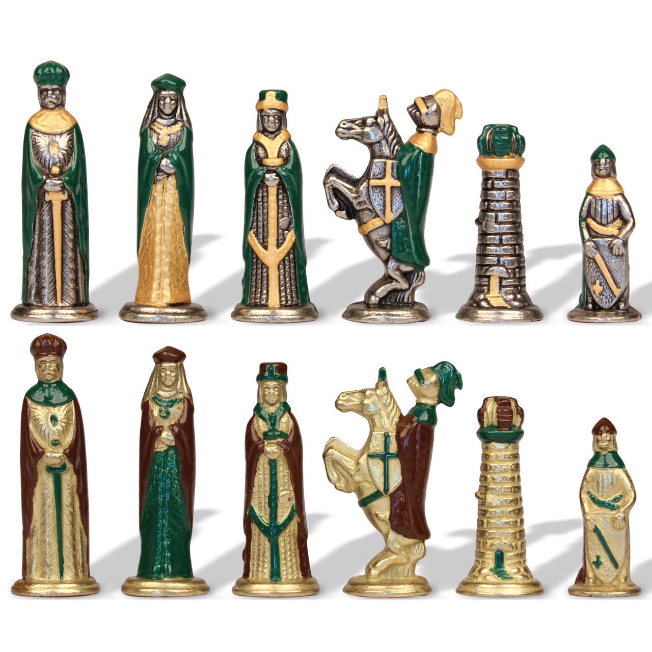 Set piese de sah Medioevale, metal, 6x2.1cm, multicolor, 1360g - eMAG.ro