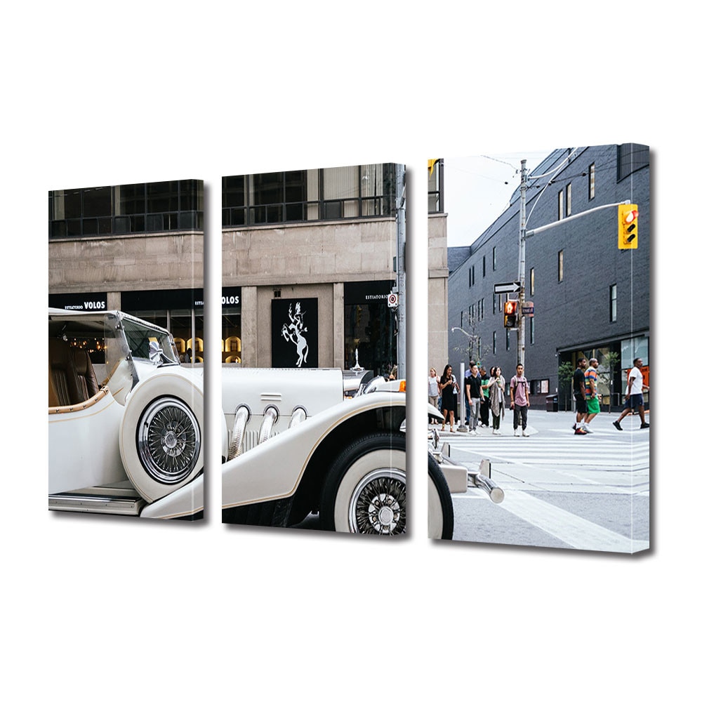 Set Tablouri Muilticanvas 3 Piese Vintage Aspect Retro Masina de lux ...
