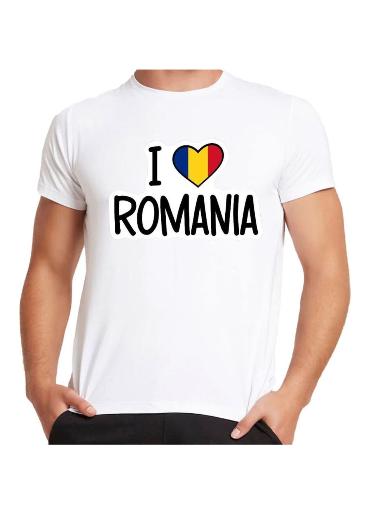 Tricou unisex, model I LOVE ROMANIA, alb, L - eMAG.ro