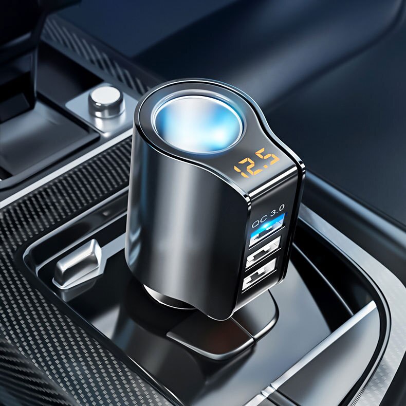 Incarcator auto, design 3 in 1, 2 porturi USB, port micro-USB - eMAG.ro