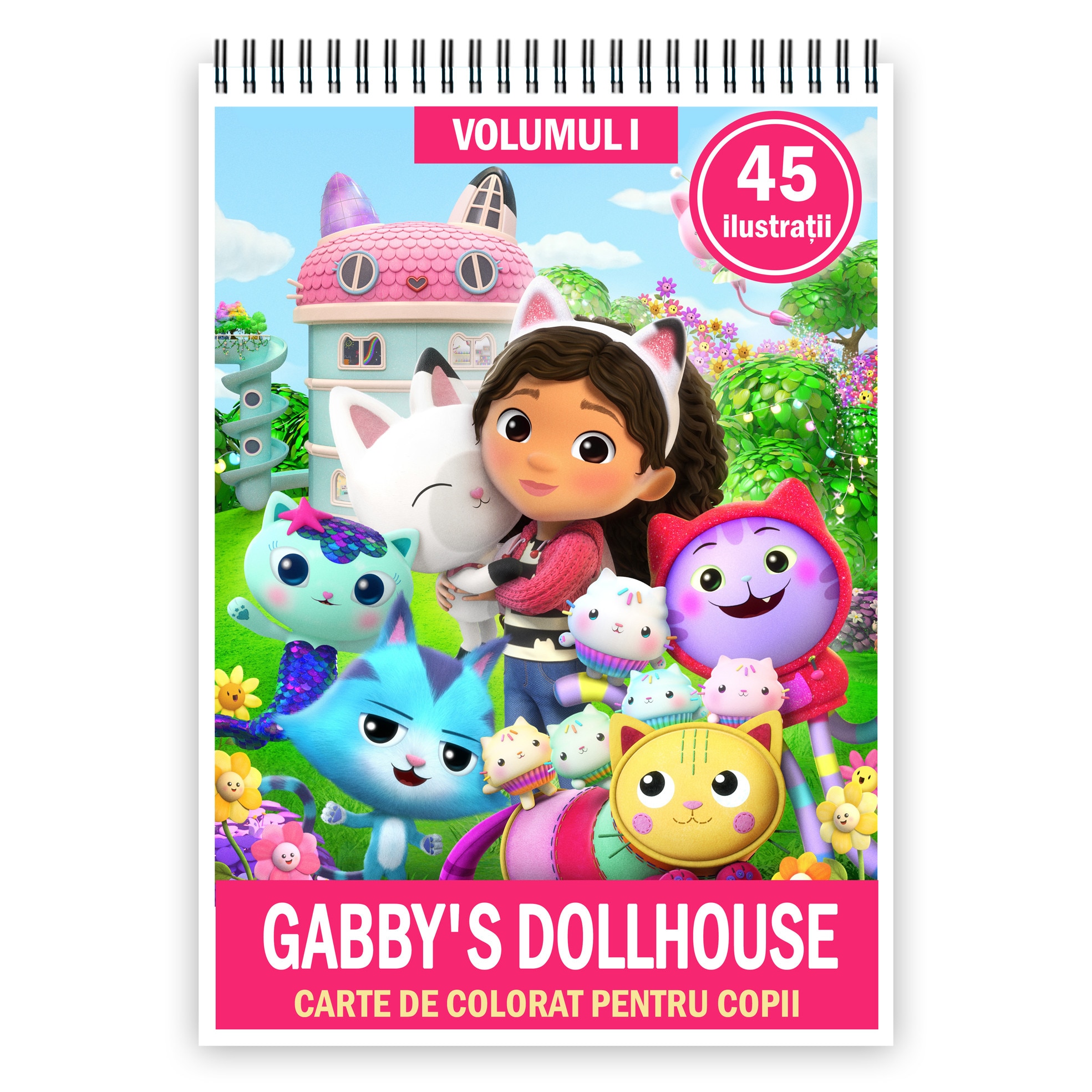 Carte de colorat pentru copii, 45 de ilustratii Gabby's Dollhouse ...