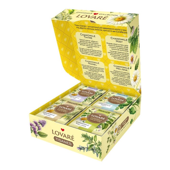 Ceai asortat, Lovare, Chamomile Collection, set 32 pliculete, 4 arome ...