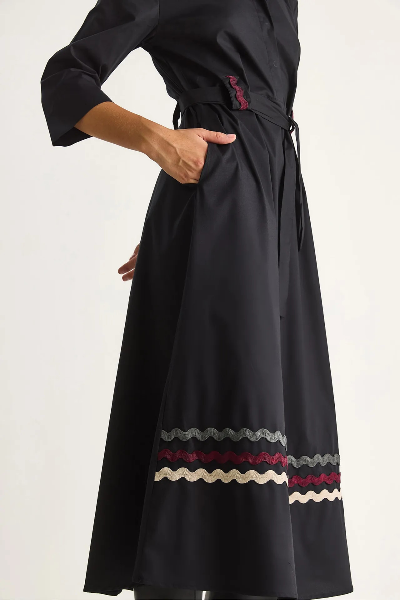 Rochie Midi, Bianco Lucci, Brodata, Negru, Textil, M INTL - eMAG.ro
