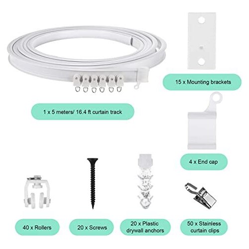 Set 5m sina din inox cu accesorii pentru perdele, sina flexibila - eMAG.ro