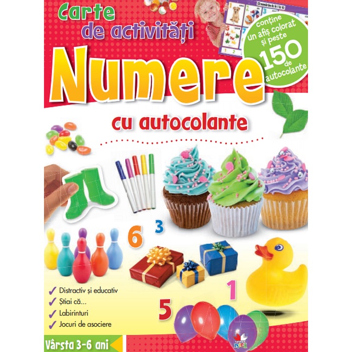Numere. Carte de activitati cu autocolante - eMAG.ro