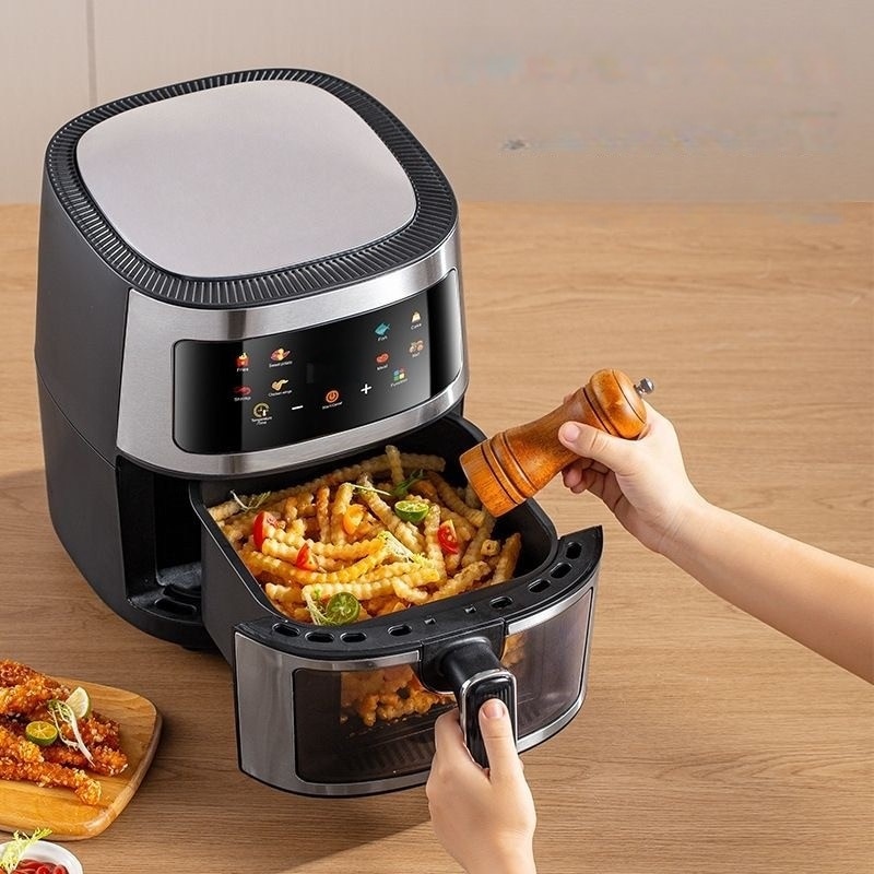 Friteuza cu aer Cald, Air Fryer 8L, 2400W, 8 Functii De Gatire ...