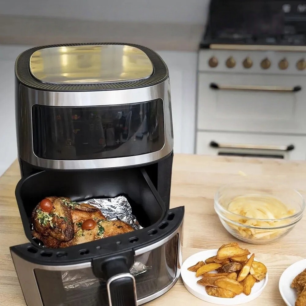 Friteuza cu aer Cald, Air Fryer 8L, 2400W, 8 Functii De Gatire ...