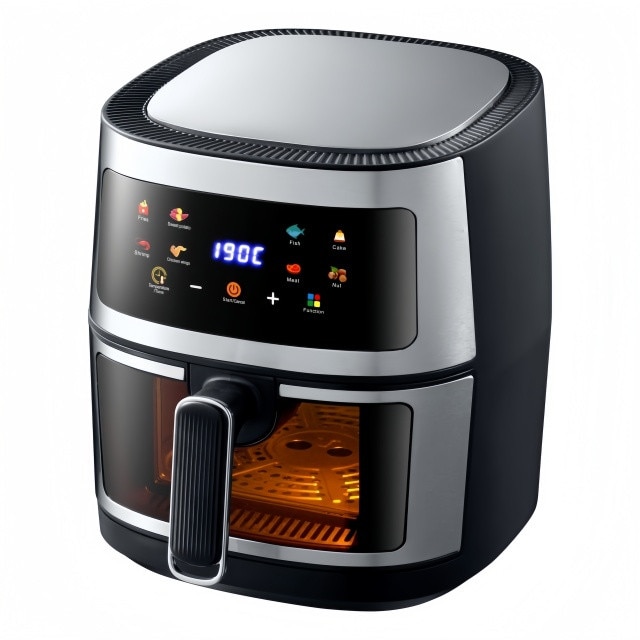 Friteuza cu aer Cald, Air Fryer 8L, 2400W, 8 Functii De Gatire ...