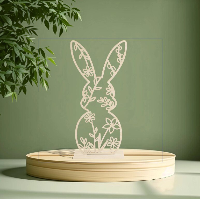 Figurina iepure de Paste, SMX Design, 10x5cm, din placaj natural, set 1 ...