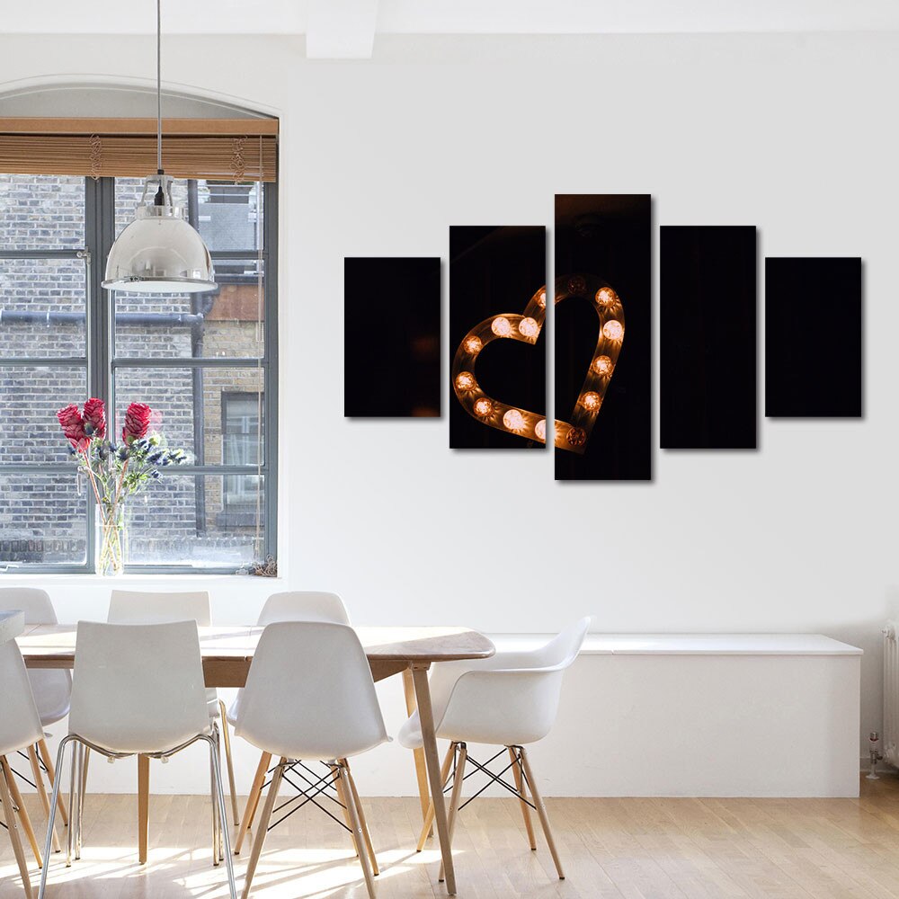 Set Tablouri Muilticanvas 5 Piese Vintage Aspect Retro Inima neon 70 x ...