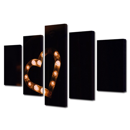 Set Tablouri Muilticanvas 5 Piese Vintage Aspect Retro Inima neon 70 x ...