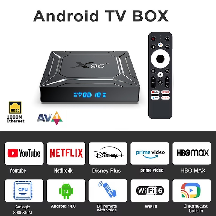Smart TV Box X96 M200 Android 14, Android tv Amlogic S905X5M 32GB 8K HD ...