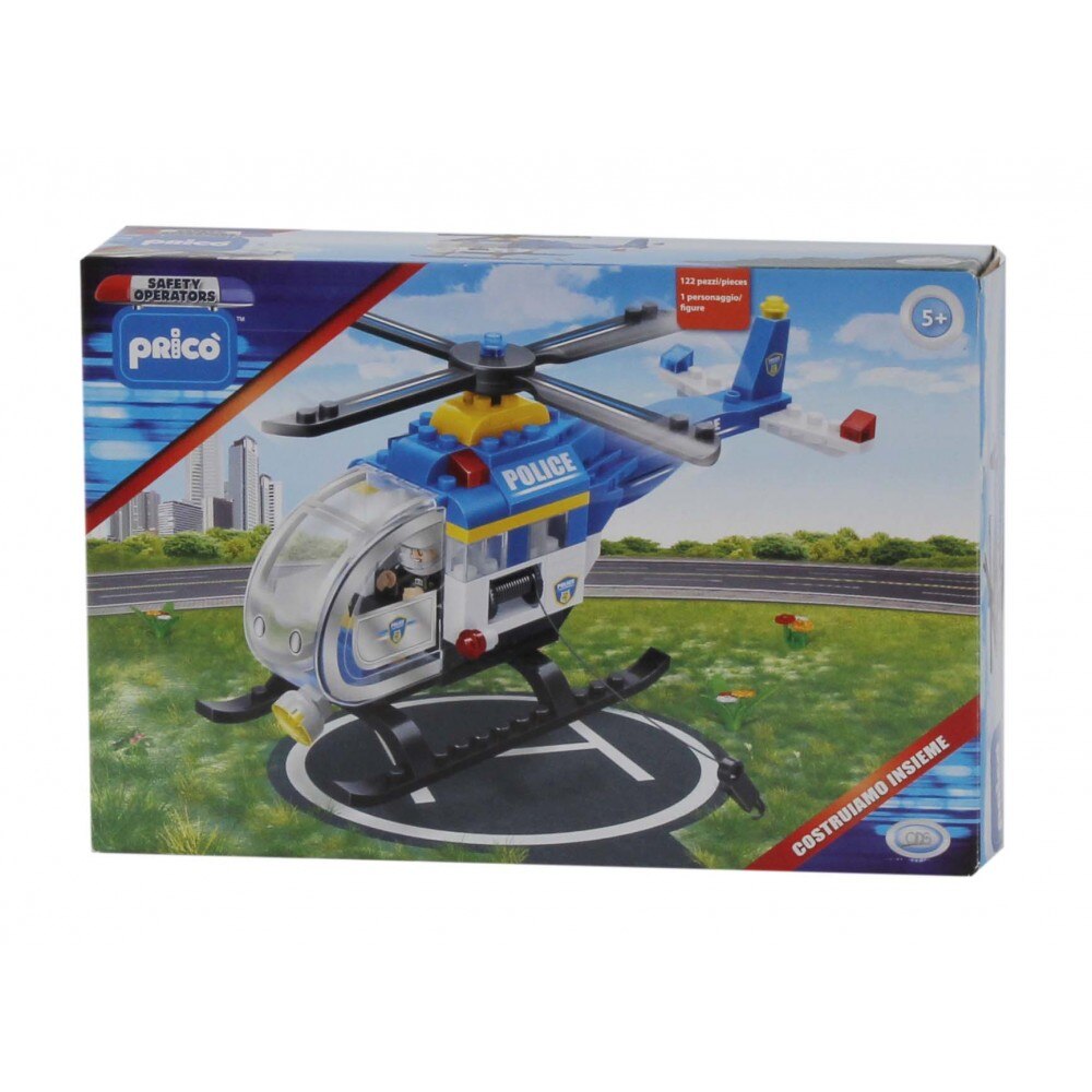 Set constructie Elicopter politie cu 1 figurina 122 piese Prico - eMAG.ro