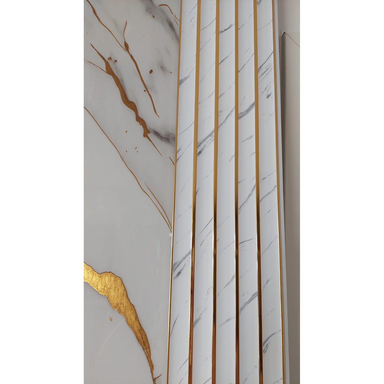 Riflaj duropolimer, tip panou decorativ, Alb/Gri, 3D, impermeabil ...