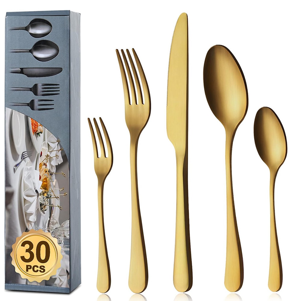 Evőeszközkészlet 30 darabos, Bedee, 6 személyes, rozsdamentes acél ...