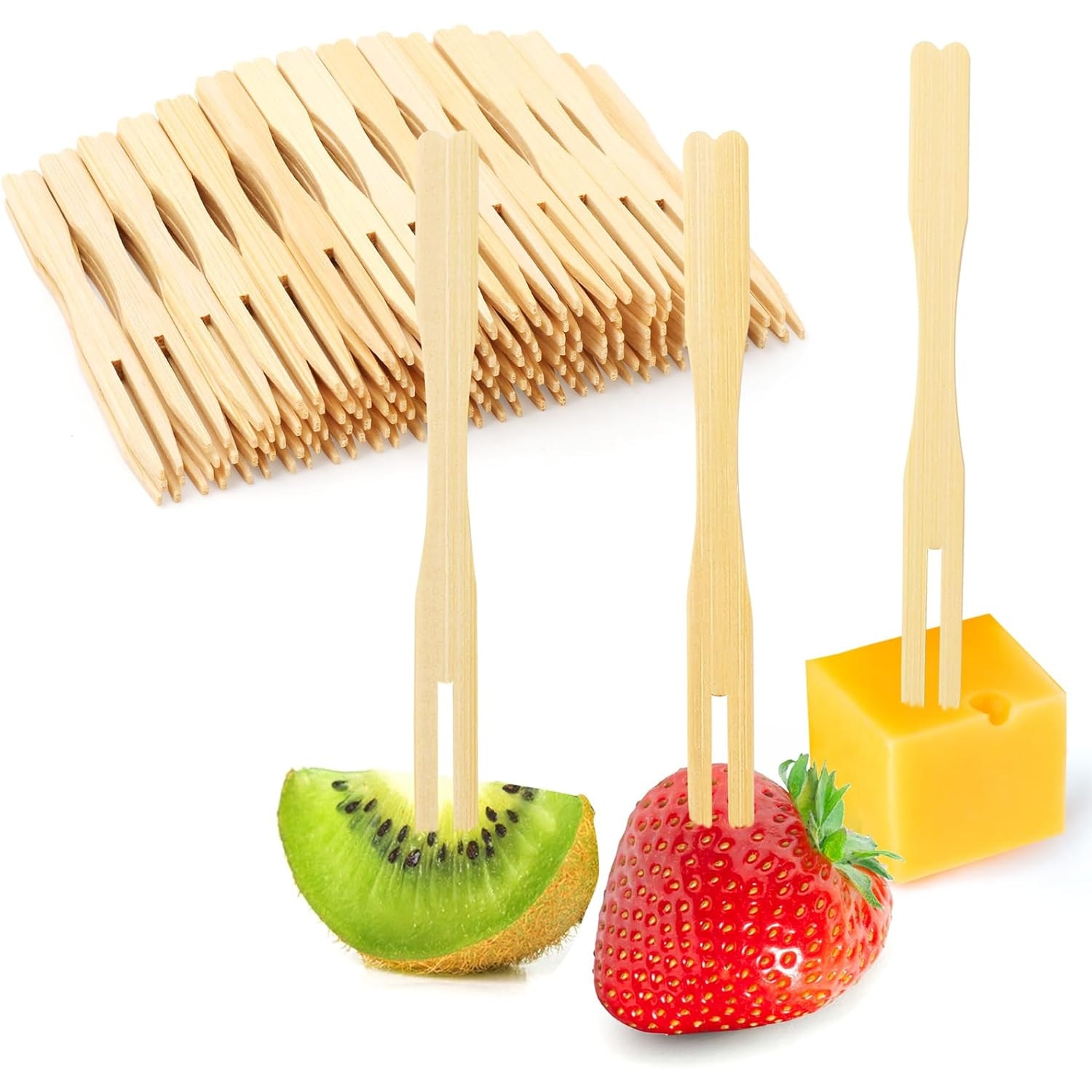 Set 200 furculite din bambus de 9 cm pentru aperitive, Kengege pentru ...