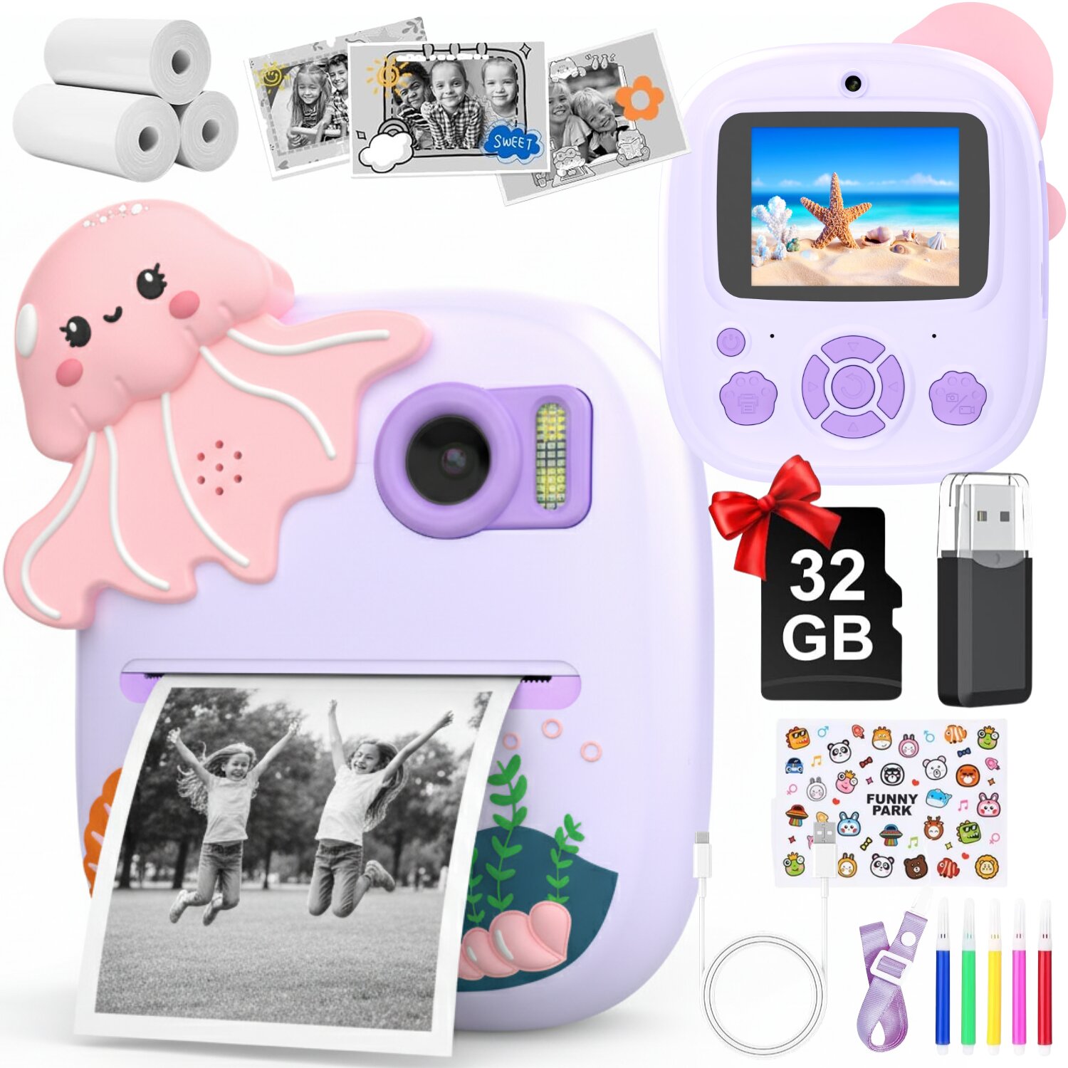 Camera Foto Instant SnapiCam™ Jelly 48MP Ultra HD Inkless Print Vlogger ...