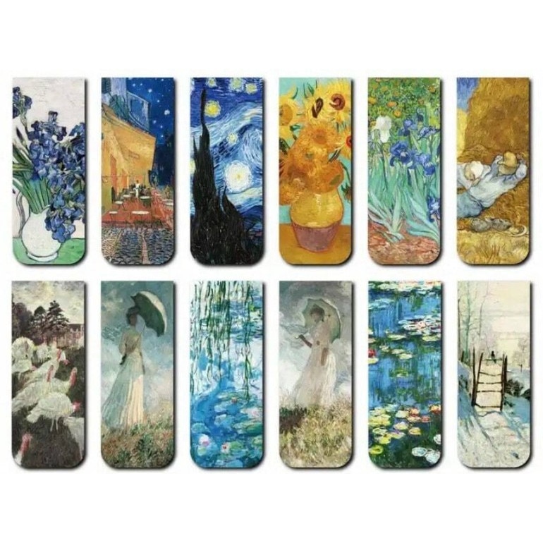 Semn de carte magnetic artistic, Van Gogh, Monet, modele diferite ...