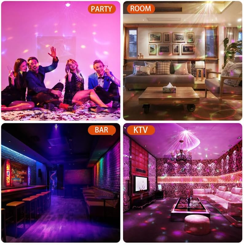 Mini minge magica cu lumini disco cu LED-uri colorate, control vocal ...