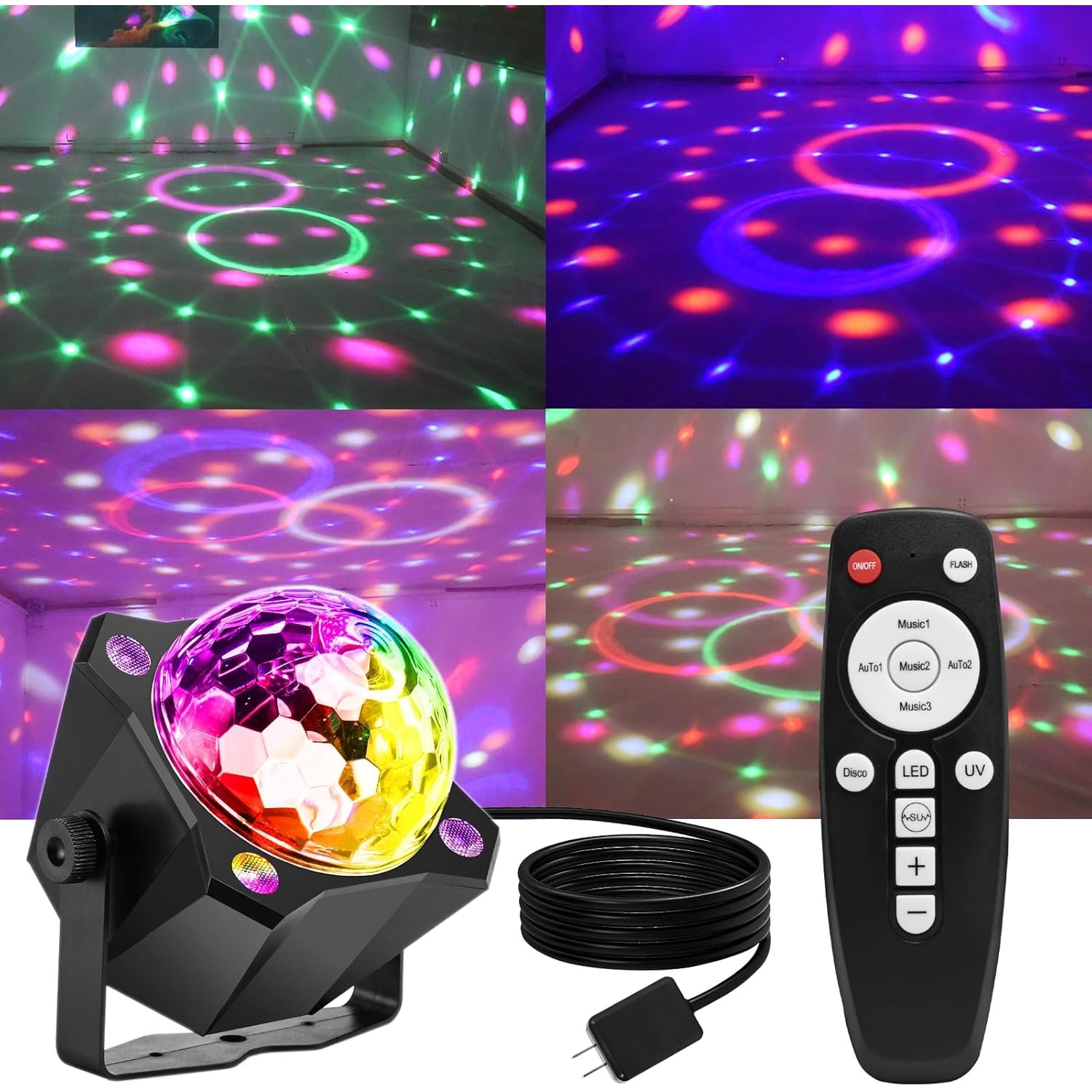 Mini minge magica cu lumini disco cu LED-uri colorate, control vocal ...