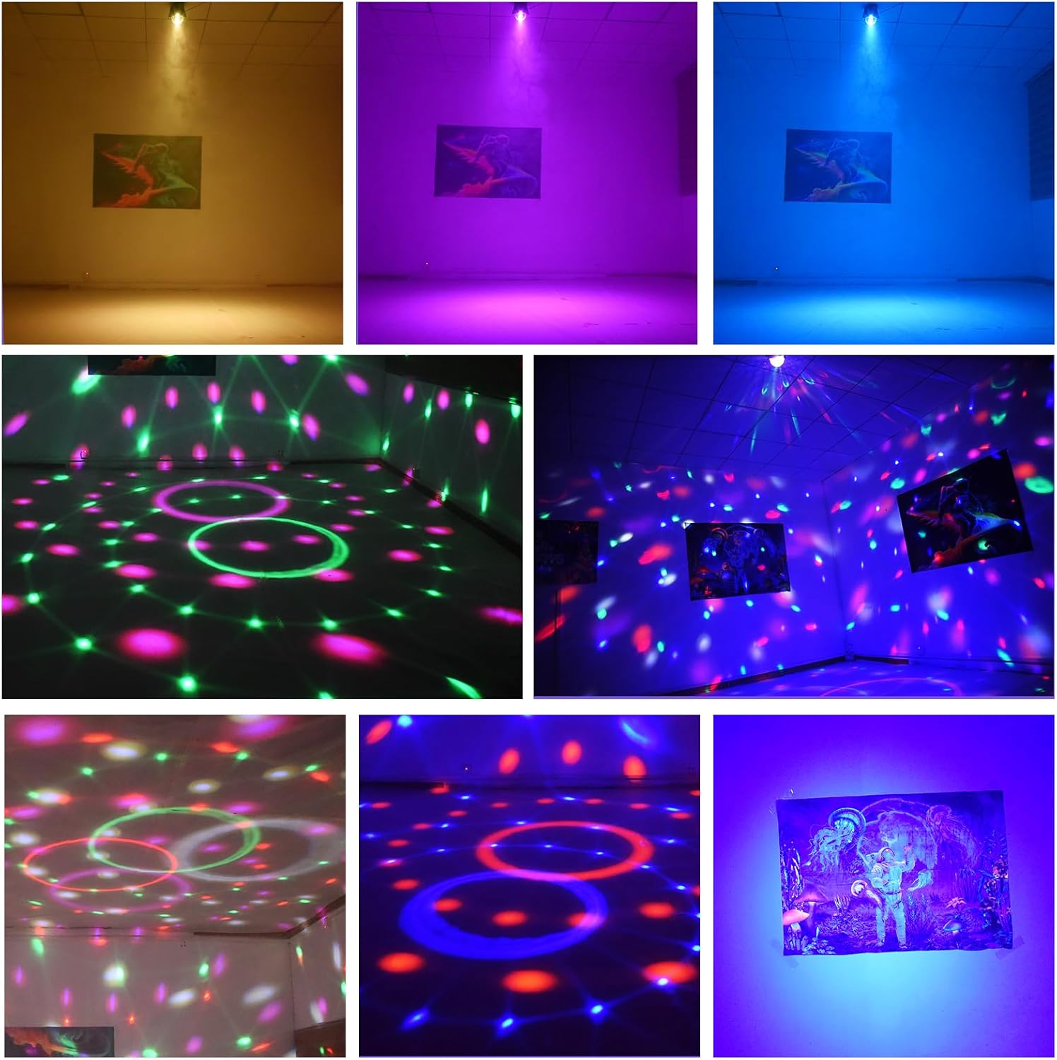 Mini minge magica cu lumini disco cu LED-uri colorate, control vocal ...