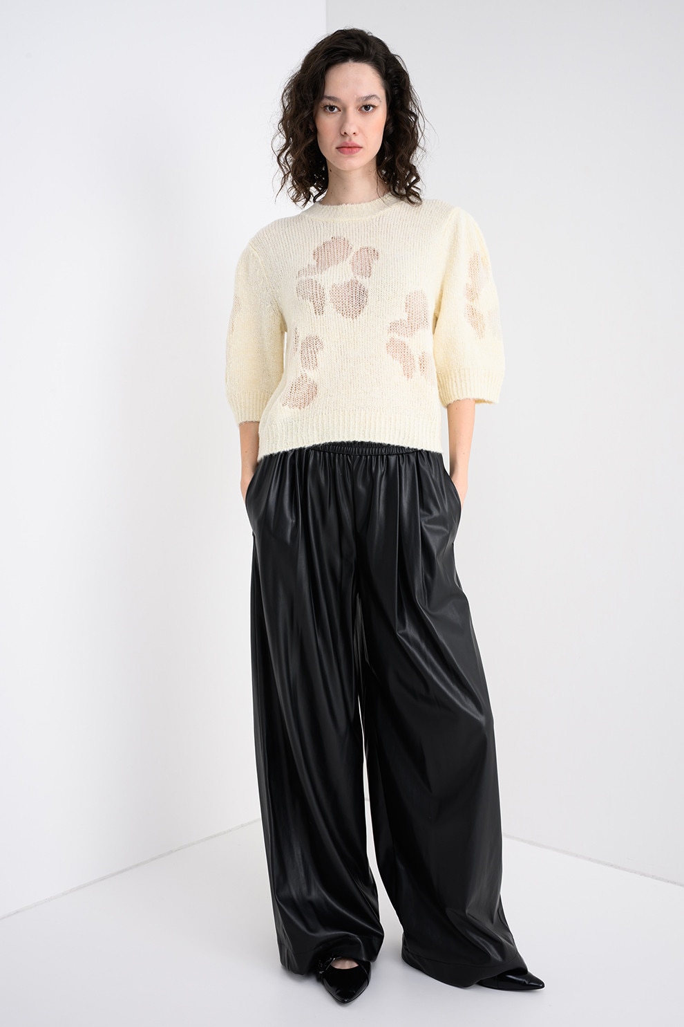 United Colors of Benetton, Pulover din amestec de lana cu maneci 3/4 ...