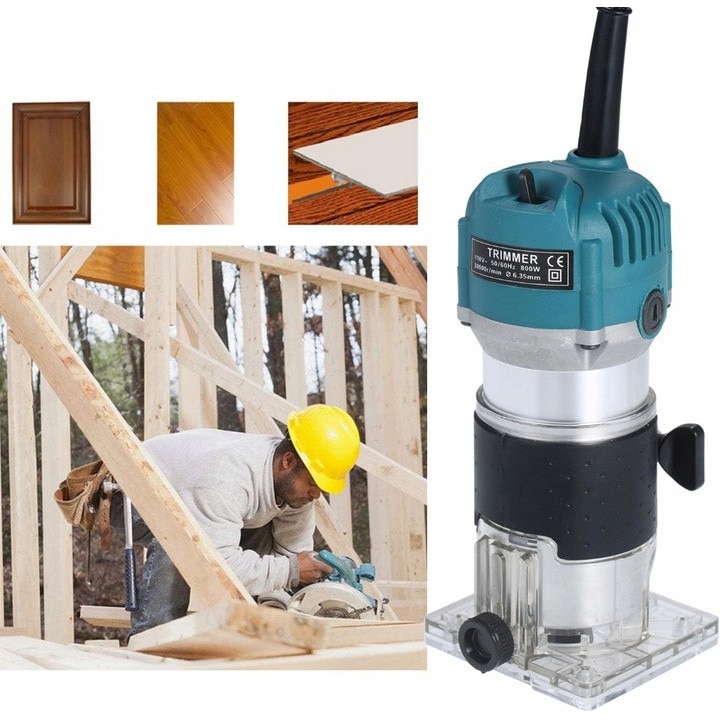 Freza de margine cu accesorii 15 buc, motor 800W, 30000 rpm, diametru ...