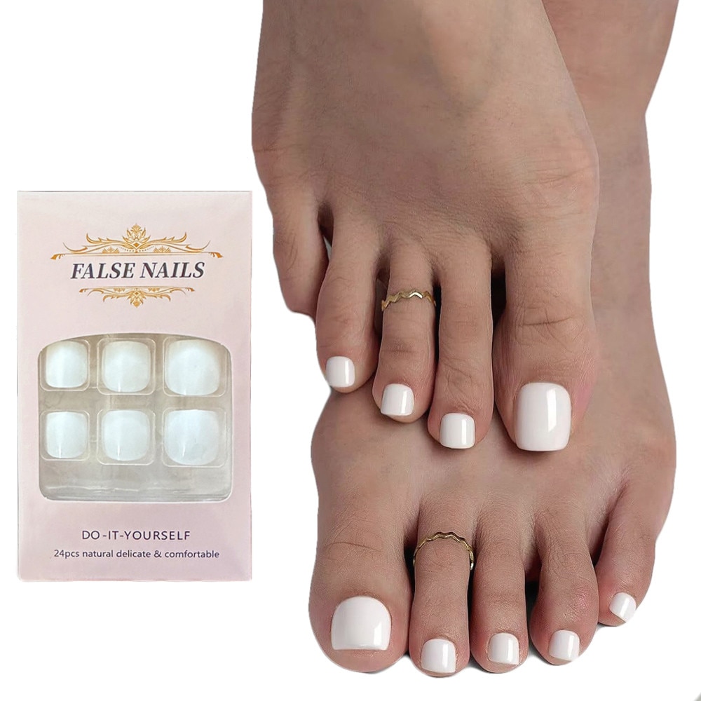 Set 24 unghii false adezive tip press-on pentru degetele de la picioare ...