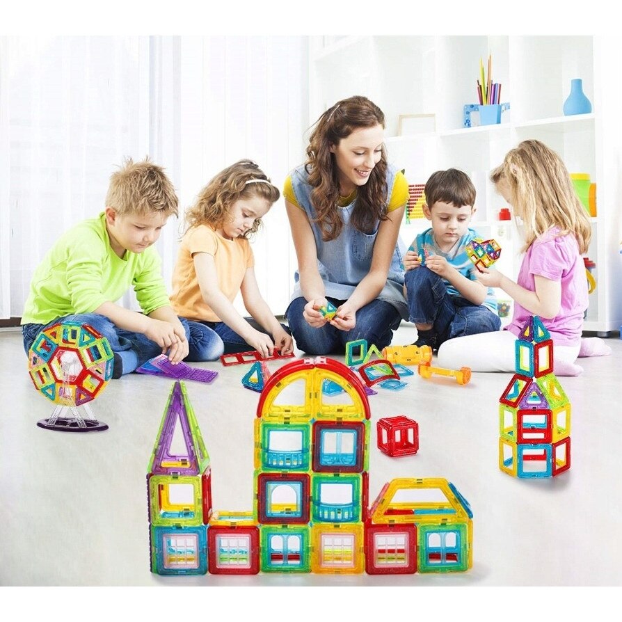 LikeSmart Magnetic Tiles 70 – Set de constructie magnetica pentru copii ...