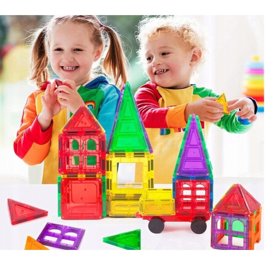 LikeSmart Magnetic Tiles 70 – Set de constructie magnetica pentru copii ...