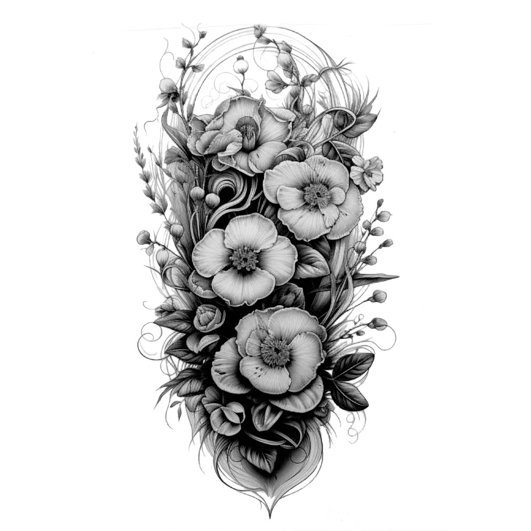 Tatuaj temporar, Flash Tattoos Romania, Poppies Garden, rezistent la ...