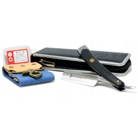 Brici clasic traditional pentru barbierit, titan si otel ACRM, 7.5cm ...