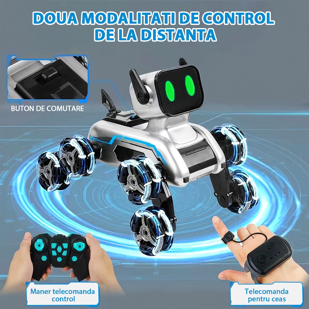 Jucarie caine robot cu telecomanda pentru copii, DONFANLIA®, cu roti ...